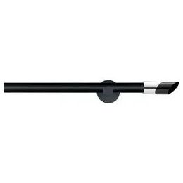 Gardinenstange Garesa "BLACK", schwarz, L:310cm Ø:20mm, Eisen, Gardinenstangen, Vorhanggarnitur, verlängerbar, Endknopf abgeschrägt 2-farbig