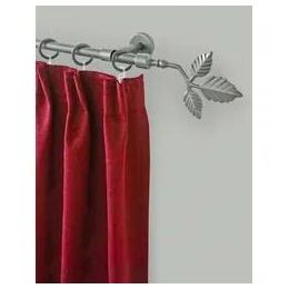 Gardinenstange Garesa "RUSTIKA", silber (mattchromfarben), L:350cm Ø:16mm, Metall, Gardinenstangen, rustikale Vorhanggarnitur, verlängerbar, m. Ringe, Endk. Blatt