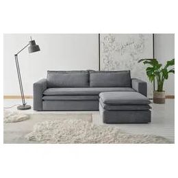 Sitzgruppe Places of Style "PIAGGE", grau (anthrazit,), B:244cm H:82cm T:180cm, Sitzmöbel-Sets, 3-Sitzer-Sofa mit Bettfunktion und Loveseat-Hocker im Set