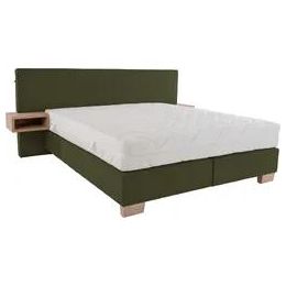Boxspringbett Alina "Daria", grün (dunkelgrün gcp 333), B:287cm L:213cm, Chenille GCP (100% Polyester), Komplettbetten, Boxspringbett, integrierte Nachttische und Matratze, unterschiedliche Ausführungen