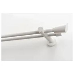 Gardinenstange Garesa "MOLIS", weiß, L:130cm Ø:20mm, Holzwerkstoff, Metall, Gardinenstangen, Vorhanggarnitur, verlängerbar, Wandmontage, Keil, ohne Ringe