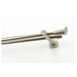 Gardinenstange Garesa "MOLIS", silber (mattchromfarben), L:290cm Ø:20mm, Holzwerkstoff, Metall, Gardinenstangen, Vorhanggarnitur, verlängerbar, Wandmontage, Keil, ohne Ringe