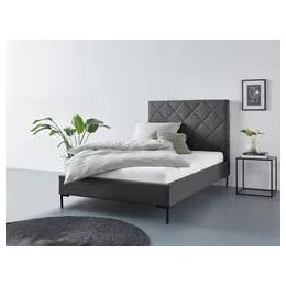 Polsterbett Home Affaire "Charlott", grau (anthrazit), B:154cm H:124cm L:215cm, Betten, Modernes Polsterbett mit oder ohne Lattenrost