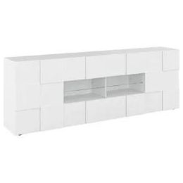 Sideboard Inosign "Dama Breite 241, Kommode 2 Türen u. 4 Schubkästen, Anrichte", weiß (weiß hochglanz lack), B:241cm H:84cm T:42cm, Sideboards, Front in 3D-Optik, viel Stauraum, verschiedene Farben