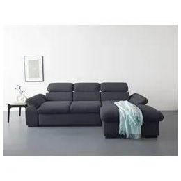 Ecksofa COTTA "Lola L-Form mit Kopfteilfunktion & Hocker", schwarz, B:250cm H:73cm T:165cm, 90% Polyester, 10% Polyamid, Sofas, wahlweise mit Bettfunktion, Bettkasten & Armteilverstellung