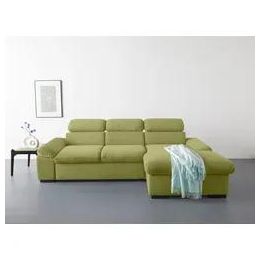 Ecksofa COTTA "Lola L-Form mit Kopfteilfunktion & Hocker", grün, B:250cm H:73cm T:165cm, 90% Polyester, 10% Polyamid, Sofas, wahlweise mit Bettfunktion, Bettkasten & Armteilverstellung