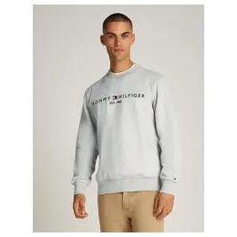 Sweatshirt Tommy Hilfiger "TOMMY LOGO SWEATSHIRT mit Rundhals und Stickerei", Herren, Gr. XXXL, grau (light grau heather), Sweatware, Obermaterial: 70% Baumwolle, 30% Polyester, bestickt, unifarben, normal hüftbedeckend, Rundhals, eingesetzt Rippbündchen, Sweatshirts, unifarben, casual, regular fit, Baumwollmix, Rundhals