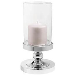 Windlicht Fink "LAMONTE", silber (silberfarben), H:25cm Ø:15cm, Aluminium, Glas, Kerzenhalter, aus Aluminium und Glas