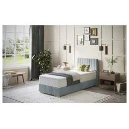 Boxbett Inosign "Thor mit Bettkasten, inkl. Matratze, Topseller", blau (savona 25 blau), B:96cm L:208cm, Komplettbetten, Boxspringbett, Topper und Zierkissen, in verschiedenen Härtegraden verfügbar