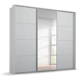 Schwebetürenschrank Rauch "Kleiderschrank Schrank Garderobe OTELI inkl. 3 Innenschubladen", grau (seidengrau), B:211cm H:214cm T:68cm, Holzwerkstoff, Schränke, mit Mittelspiegel und Passepartout optional mit Beleuchtung