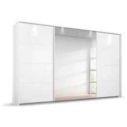 Schwebetürenschrank Rauch "Kleiderschrank Schrank Garderobe OTELI inkl. 3 Innenschubladen", weiß, B:323cm H:214cm T:68cm, Holzwerkstoff, Schränke, mit Mittelspiegel und Passepartout optional mit Beleuchtung