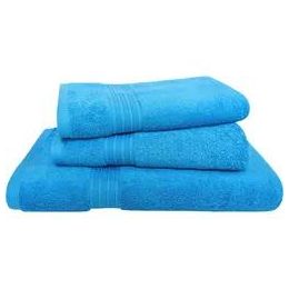 Handtuch Set Dyckhoff "Siena", blau (azur), 3 Stk., Frottier, Obermaterial: 100% Baumwolle, Handtuch-Sets, mit Bordüre; 2 Handtücher (50x100cm), 1 Duschtuch (70x140cm)