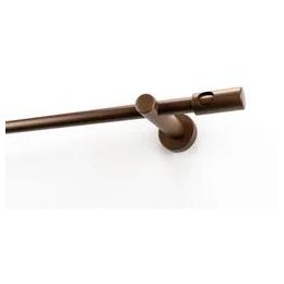 Gardinenstange S "PANDRI", braun (bronzefarben), L:330cm Ø:20mm, Holzwerkstoff, Metall, Gardinenstangen, Vorhanggarnitur, verlängerbar, gerader Knopf mit Ausschnitt