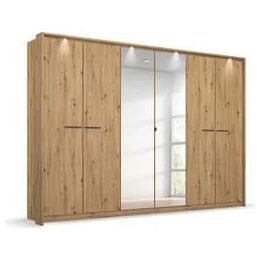 Drehtürenschrank Rauch "Kleiderschrank Schrank Garderobe Wäscheschrank Ankleide OTELI", braun (eiche artisan), B:275cm H:231cm T:58cm, Holzwerkstoff, Schränke, mit Mittelspiegel und Passepartout optional mit Beleuchtung