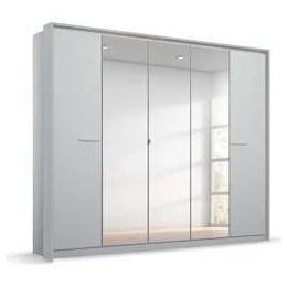 Drehtürenschrank Rauch "Kleiderschrank Schrank Garderobe Wäscheschrank Ankleide OTELI", grau (seidengrau), B:230cm H:231cm T:58cm, Holzwerkstoff, Schränke, mit Mittelspiegel und Passepartout optional mit Beleuchtung