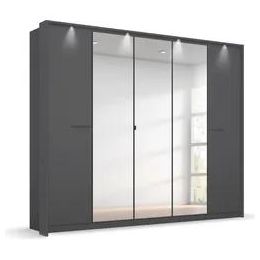 Drehtürenschrank Rauch "Kleiderschrank Schrank Garderobe Wäscheschrank Ankleide OTELI", grau (graumetallic), B:230cm H:212cm T:58cm, Holzwerkstoff, Schränke, mit Mittelspiegel und Passepartout optional mit Beleuchtung