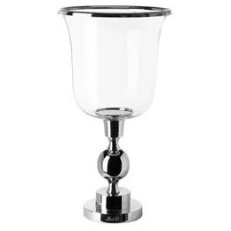 Windlicht Fink "SAMANTA", silber (silberfarben), H:48cm Ø:26cm, Aluminium, Glas, Kerzenhalter, Kerzenhalter aus Aluminium und Glas