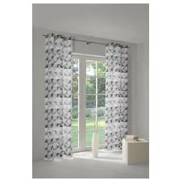 Vorhang WIRTH "Berlare" Gr. 3, grau (dunkelgrau), B:132cm H:225cm, Jacquard, Baumwolle, Polyester, Gardinen