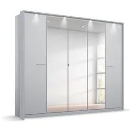 Drehtürenschrank Rauch "Kleiderschrank Schrank Garderobe Wäscheschrank Ankleide OTELI", grau (seidengrau), B:230cm H:212cm T:58cm, Holzwerkstoff, Schränke, mit Mittelspiegel und Passepartout optional mit Beleuchtung