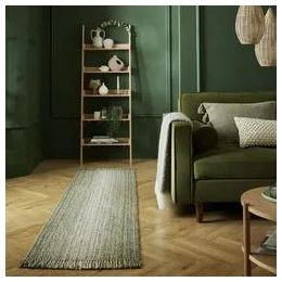 Läufer FLAIR RUGS "Jute Ombre", grün, B:60cm H:8mm L:230cm, Jute, Kunstfaser, Wolle, Teppiche