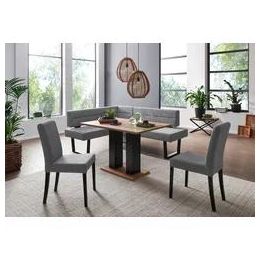 Eckbankgruppe MASSIVLINE & MORE "Martina", grau (spanplatte, massivholz, metall, mercury 118 grau, grau, schwarz), T:65cm, Holzwerkstoff, Massivholz, Polyester, Sitzmöbel-Sets, frei im Raum stellbar