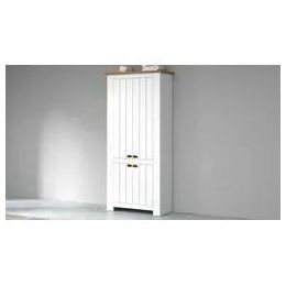 Schuhschrank Inosign "FIGO, Made in Italy – Schuhkommode,Schuhregal für ca. 40 Paar Schuhe", weiß (weiß matt, wotan eiche), B:84cm H:200cm T:41,8cm, Spanplatte, Schränke, 4-Türig, Siebdruck-dekorative Fräsungen, 10 Fächer, Höhe 200 cm