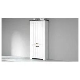 Schuhschrank Inosign "FIGO, Made in Italy – Schuhkommode,Schuhregal für ca. 40 Paar Schuhe", weiß (weiß matt, schiefer), B:84cm H:200cm T:41,8cm, Spanplatte, Schränke, 4-Türig, Siebdruck-dekorative Fräsungen, 10 Fächer, Höhe 200 cm