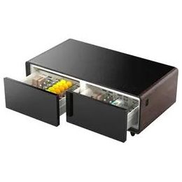 Caso Design CASO Getränkekühlschrank "794 Sound & Cool Wood", Energieeffizienz: F (A-G), silber (schwarz), B:130,5cm H:46cm T:70cm, Kühlschränke, Loungetisch mit Kühlfächern, Soundbar und Lademöglichkeiten