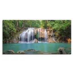 Leinwandbild Artland "Wasserfall im Wald National Park", grün (farbe bild(er): grün), B:150cm H:75cm T:1,8cm, Bilder, auf Keilrahmen gespannt