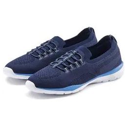 Sneaker Lascana "Slipper, Halbschuh, leichtes Meshmaterial", Damen, Gr. 36, blau (navy), Obermaterial: 100% Textilmaterial. Futter: 100% Textilmaterial. Decksohle: 100% Textilmaterial. Laufsohle: 100% Synthetik, unifarben, Schuhe, zum Reinschlüpfen mit elastischen Schnürbändern VEGAN