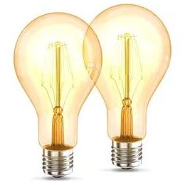 B.K.LICHT LED-Leuchtmittel "BK_LM1404 LED Leuchtmittel 2er Set E27 A75", Energieeffizienz: G (A-G), braun (amber), L:13,5cm Ø:7,2cm, Leuchtmittel, 2.200 K Edison Vintage Glühbirne Filament