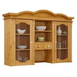 Aufsatzschrank Home Affaire "Bavaria", beige (natur), Vitrinenaufsatz, Schränke, Breite 165 cm, aus massiver Kiefer, FSC
