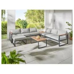 Gartenlounge-Set Konifera "Rhodos", beige (natur,), Sitzmöbel-Sets, Terassenmöbel,Aluminium,Akazienholz