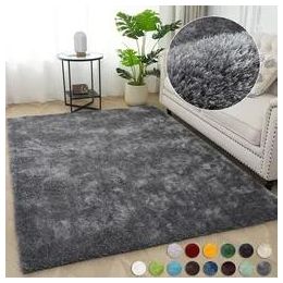 Teppich Bruno Banani "Dana Teppich, besonders weich und kuschelig, Kundenliebling" Gr. 4, grau, B:160cm H:30mm L:230cm, Kunstfaser, Teppiche, uni, Mikrofaser Teppiche, Wohnzimmer, Schlafzimmer, Esszimmer, Topseller