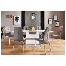 Essgruppe Inosign "Perez/Lila", weiß (weiß hochglanz, cappucino,), Sitzmöbel-Sets, mit 4 Stühlen, Tisch ausziehbar, Breite 160-200 cm