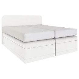 Boxspringbett, weiß, B:145cm L:212cm, Box und Kopfteil: Microvelours (100% Polyester) oder Kunstleder (Polyurethan);Bezug der Obermatratze: 100% Polyester, Westfalia Schlafkomfort, Komplettbetten, Boxspringbett, wahlweise mit Bettkasten