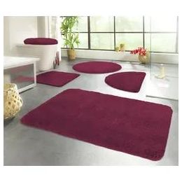 Badematte Kinzler "Chaozhou" Gr. 8, rot (bordeaux), H:20mm, Polyester, Badematten, Badteppich, Uni Farben, weich, als rechteckig, rund & Set erhältlich