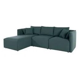 Ecksofa Andas "Nöre L-Form", blau (petrol), B:262cm H:74cm T:172cm, Samtoptik (100% Polyester);Struktur (100% Polypropylene);Webstoff (100% Polyester);Struktur fein (100% Polyester);Luxus-Microfaser Lederoptik (100% Polyester);Baumwoll-/Leinenmix (60% Baumwolle/40% Leinen), Sofas, 3 Teile, in vielen Bezugsqualitäten und Farben. Modulteile s. "Nöre"