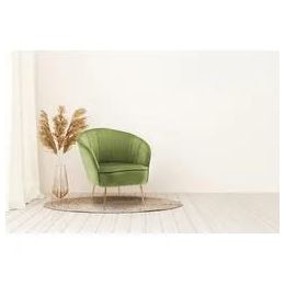 Sessel Kayoom "Poola 100, gemütlicher Cocktail-Sessel, edler Samtbezug", grün (pistachio, grün), B:76cm H:78cm T:67cm, Bezug: 100% Polyester (Samt) / Korpus: Sperrholz/ Gestell: Eisen, Sessel, Polstersessel Einzelsessel, samtweich, gesteppt, gemütlich, tiefe Sitzhöhe von 79cm