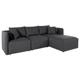 Ecksofa Andas "Nöre L-Form", grau (dunkelgrau), B:262cm H:74cm T:172cm, Samtoptik (100% Polyester);Struktur (100% Polypropylene);Webstoff (100% Polyester);Struktur fein (100% Polyester);Luxus-Microfaser Lederoptik (100% Polyester);Baumwoll-/Leinenmix (60% Baumwolle/40% Leinen), Sofas, 3 Teile, in vielen Bezugsqualitäten und Farben. Modulteile s. "Nöre"