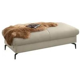 Polsterhocker W.Schillig, grau (eisgrau z59), B:141cm H:42cm T:70cm, Longlife Xtra-Leder Z59: Glattleder mit modischer Prägung. Hautstärke 0, 9 - 1, 1 mm, Hocker, Füße in Schwarz pulverbeschrichtet