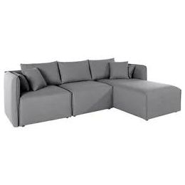 Ecksofa Andas "Nöre L-Form", grau (hellgrau), B:262cm H:74cm T:172cm, Samtoptik (100% Polyester);Struktur (100% Polypropylene);Webstoff (100% Polyester);Struktur fein (100% Polyester);Luxus-Microfaser Lederoptik (100% Polyester);Baumwoll-/Leinenmix (60% Baumwolle/40% Leinen), Sofas, 3 Teile, in vielen Bezugsqualitäten und Farben. Modulteile s. "Nöre"