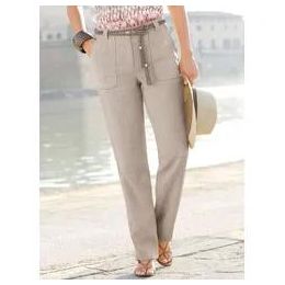 Palazzohose Casual Looks, Damen, Gr. 23, Kurzgr&ouml;&szlig;en, grau (stein), 100% Polyester, unifarben, lang, Hosen Palazzohose