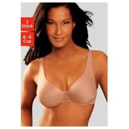 T-Shirt-BH Nuance, Damen, Gr. 100, Cup D, braun (nougat, weiß), Microtouch, Obermaterial: 85% Polyamid, 15% Elasthan, Klassisch, BHs BH BH-Set Bügel-BH T-Shirt-BH, mit Bügel und nahtlosen, doppellagigen Cups
