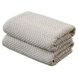 Handtuch Set Framsohn FROTTIER "Ocean Bio", bunt (beige, hellbraun, grau), B:50cm L:100cm, Frottier, Obermaterial: 100% Baumwolle, Handtücher, hergestellt in Österreich, mit Kordel, gedrehter Bauschzwirn