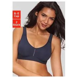 T-Shirt-BH Petite Fleur, Damen, Gr. 95, Cup C, blau (marine, weiß), Jersey, Obermaterial: 95% Baumwolle, 5% Elasthan, Basic, BHs, ohne Bügel aus Baumwolle