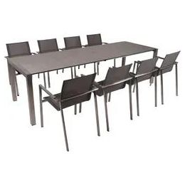 Garten-Essgruppe Garden Pleasure "SIENNA", grau (grau, taupe, silberfarben), B:292cm H:90cm T:160cm, Edelstahl, Kunststoff, Sitzmöbel-Sets, mit ausziehbarem Tisch