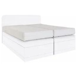 Boxspringbett, weiß, B:145cm L:212cm, Box und Kopfteil: Microvelours (100% Polyester) oder Kunstleder (Polyurethan);Bezug der Obermatratze: 100% Polyester, Westfalia Schlafkomfort, Komplettbetten, Boxspringbett, wahlweise mit Bettkasten