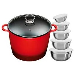 Suppentopf King, rot, B:26cm H:18cm L:33cm Ø:24cm, Töpfe, Kochtopf 7LØ24cm+Glasdeckel, Induktion, Keramikbeschichtung »Fusion«