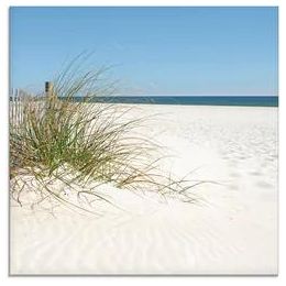 Glasbild Artland "Schöne Sanddüne mit Gräsern und Zaun", beige (farbe bild(er): naturfarben), B:20cm H:20cm, Bilder, in verschiedenen Größen